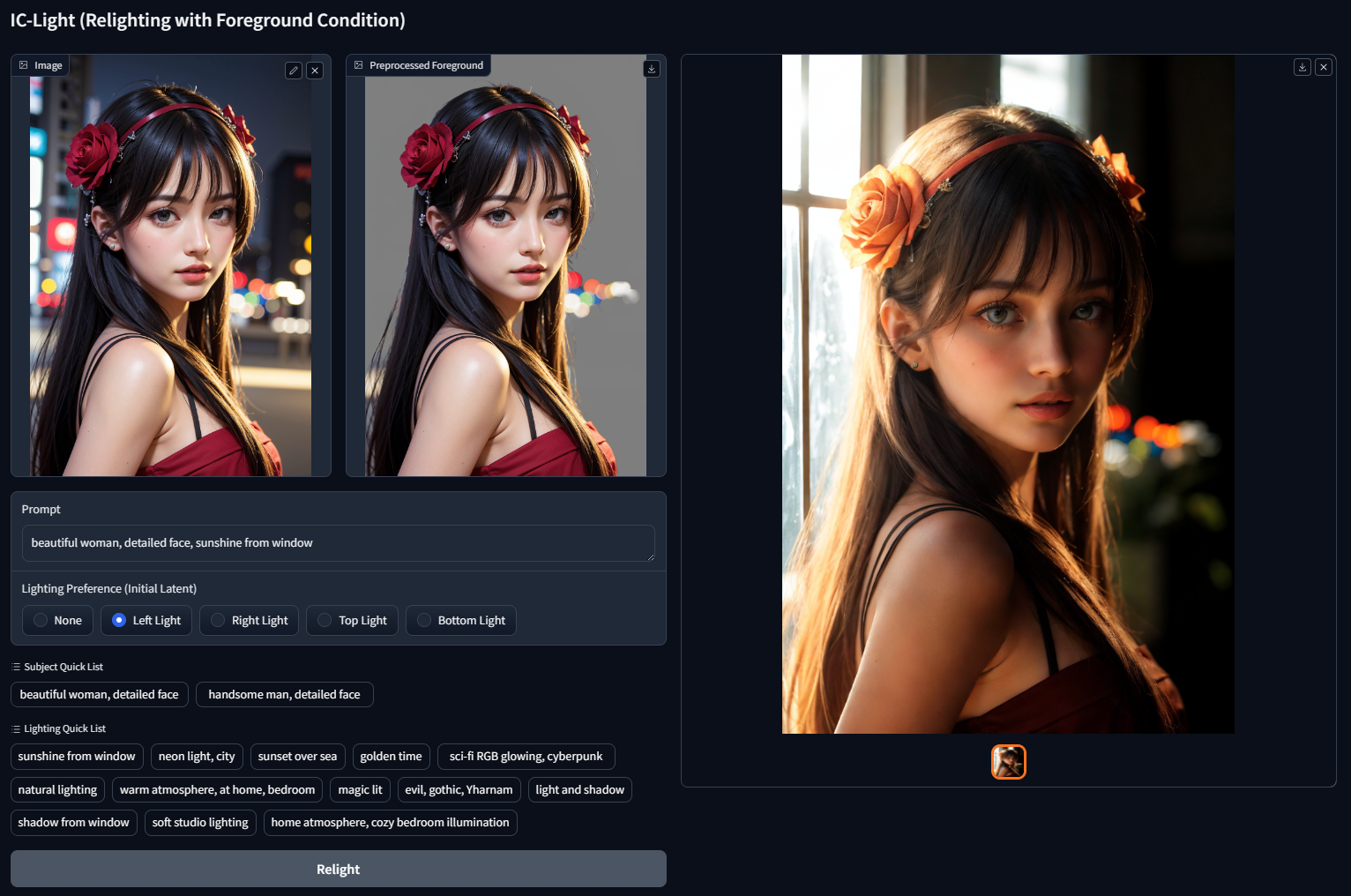IC-Light - Mô hình AI hỗ trợ điều chỉnh ánh sáng hình ảnh - Tenten AI