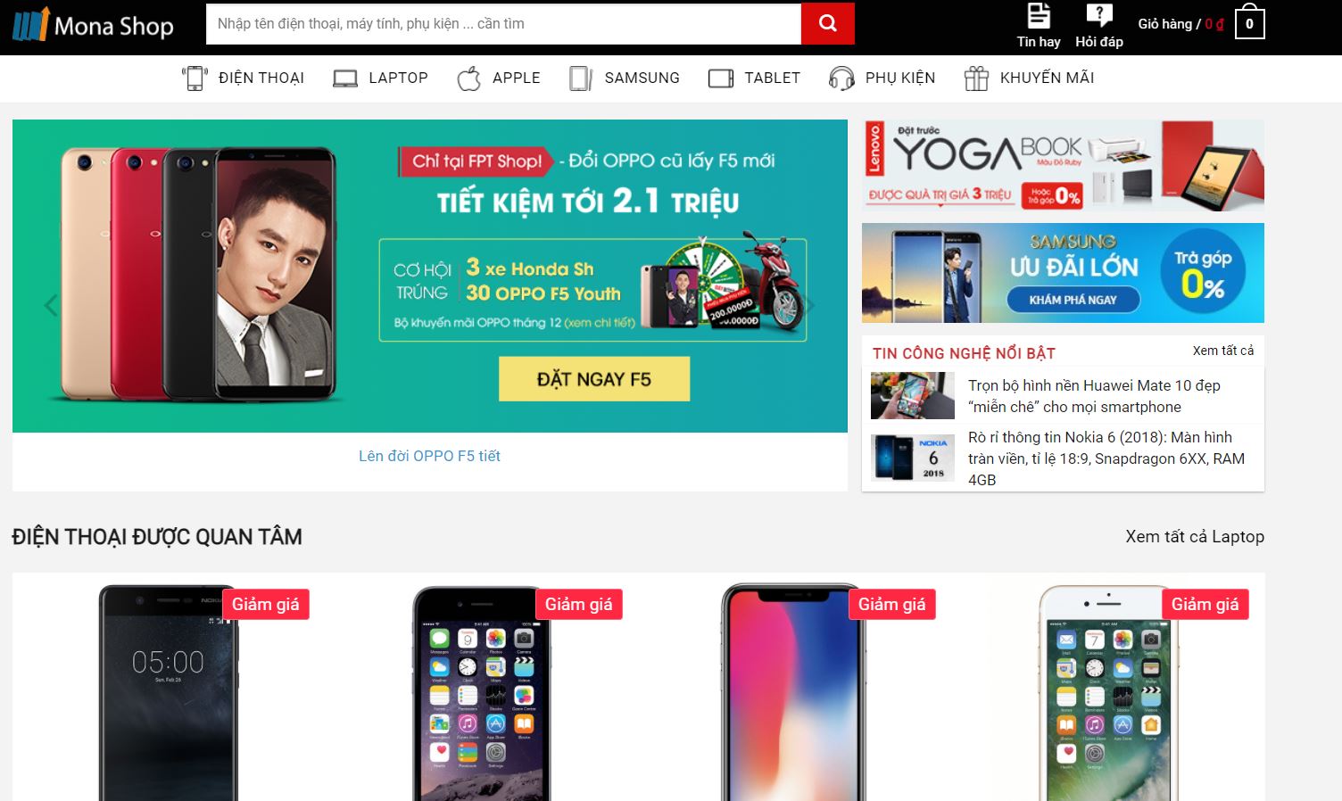 Bộ mẫu code giao diện web bán điện thoại - Tin tức tên miền hosting