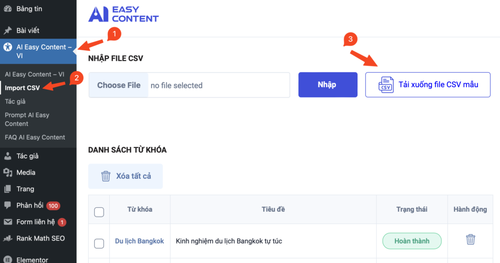 Hướng dẫn sử dụng AI Easy Content để tạo bài viết