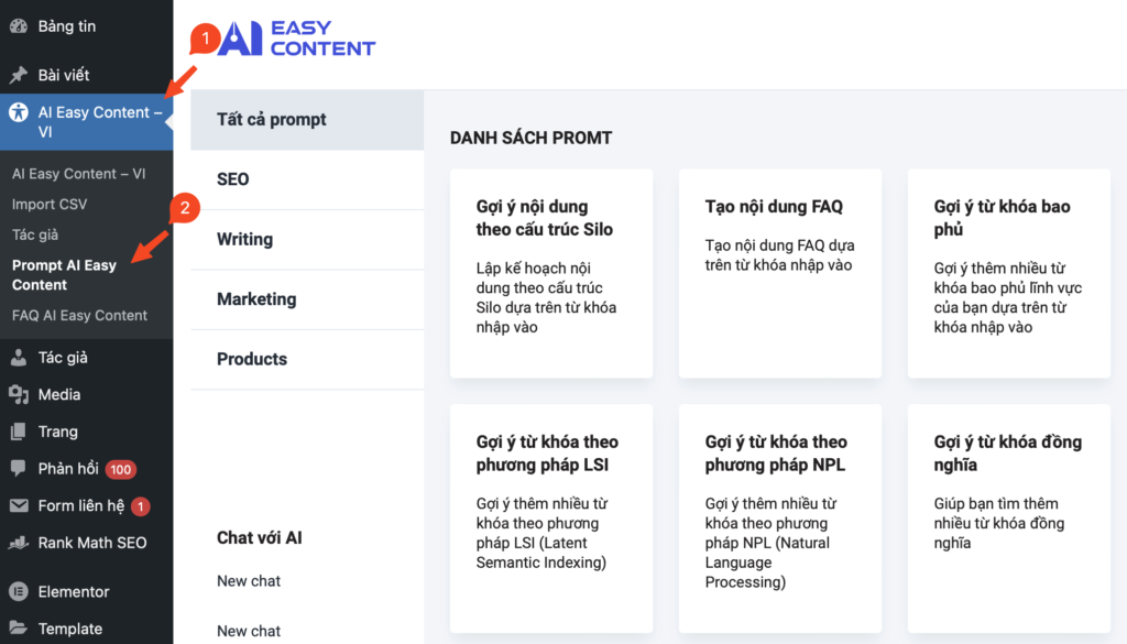 Hướng dẫn sử dụng AI Easy Content để tạo bài viết