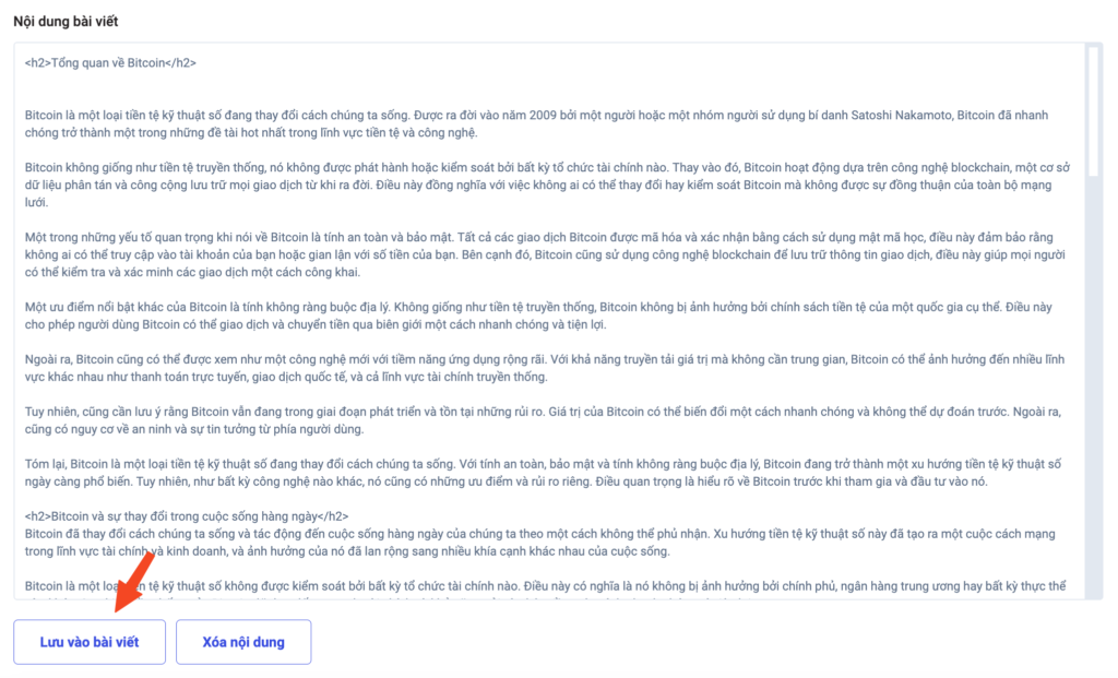 Hướng dẫn sử dụng AI Easy Content để tạo bài viết