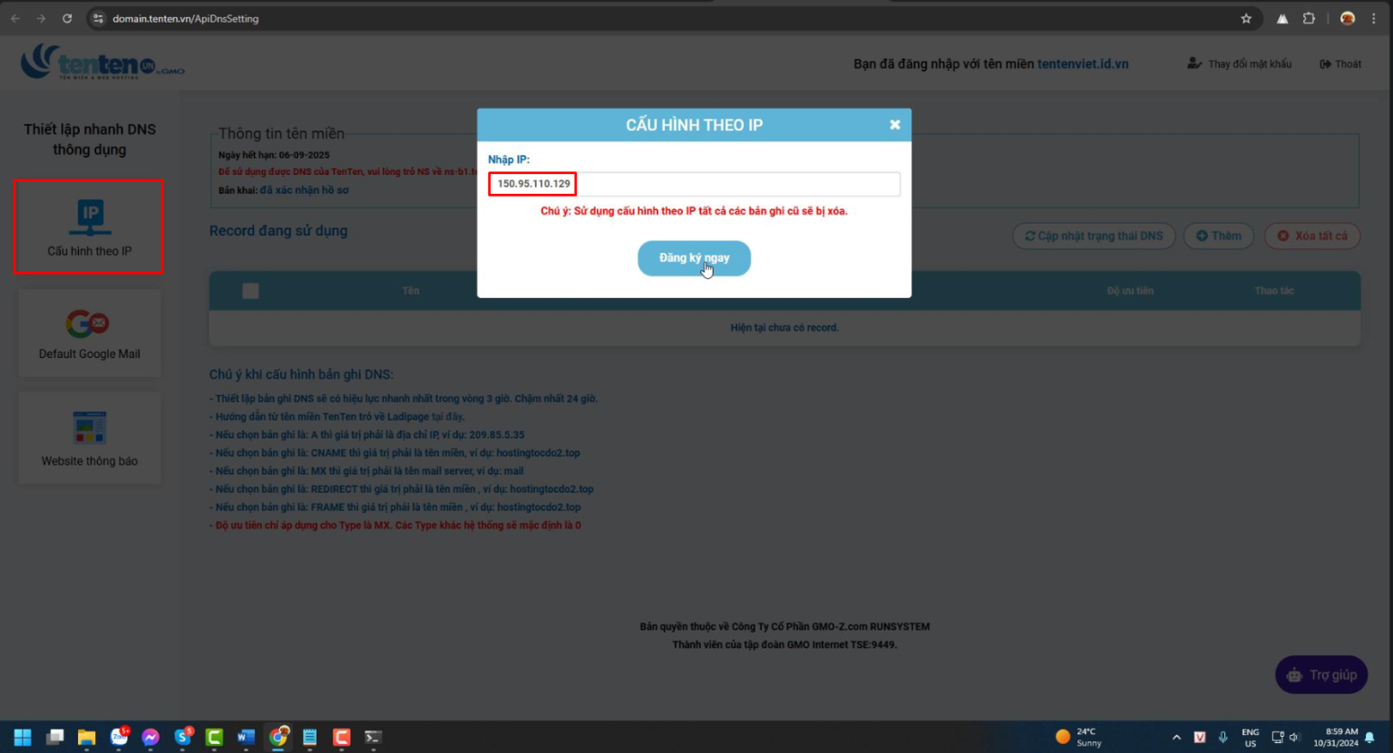Hướng dẫn đăng ký tên miền .ID.VN, tạo Website và Email Server miễn phí tại Tenten.vn - Tin tức ...